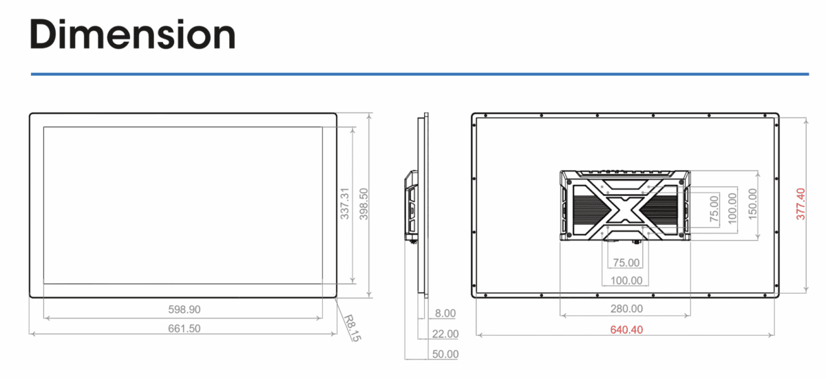 GK-KT27NT Industrial 27" sunlight readable touch monitor - IP65